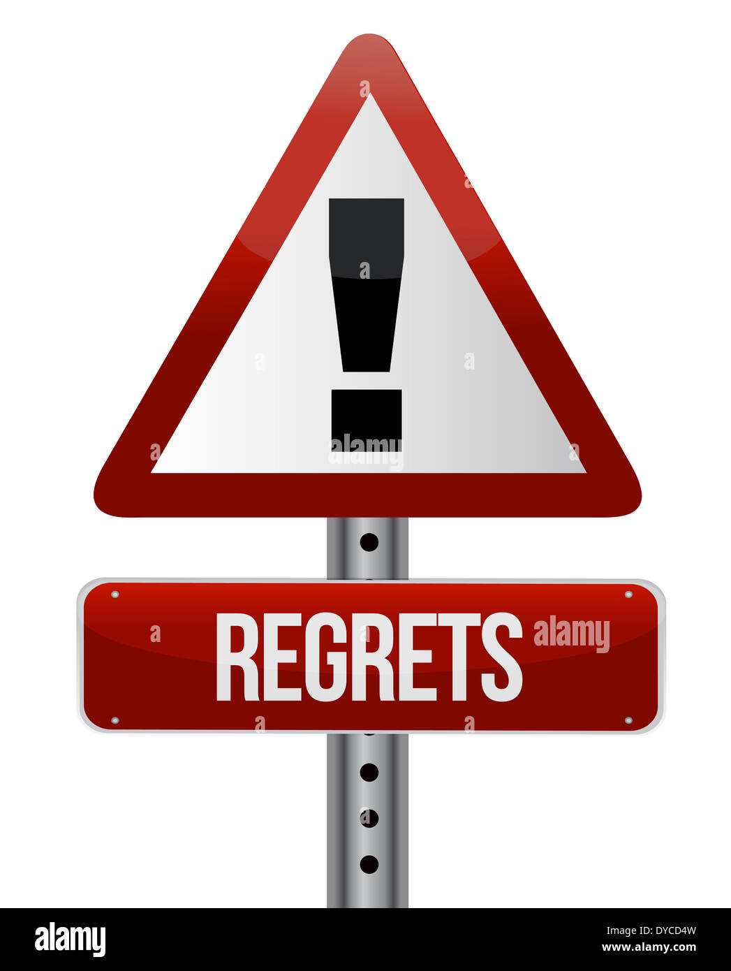 warning sign with a regrets concept illustration design over white ...