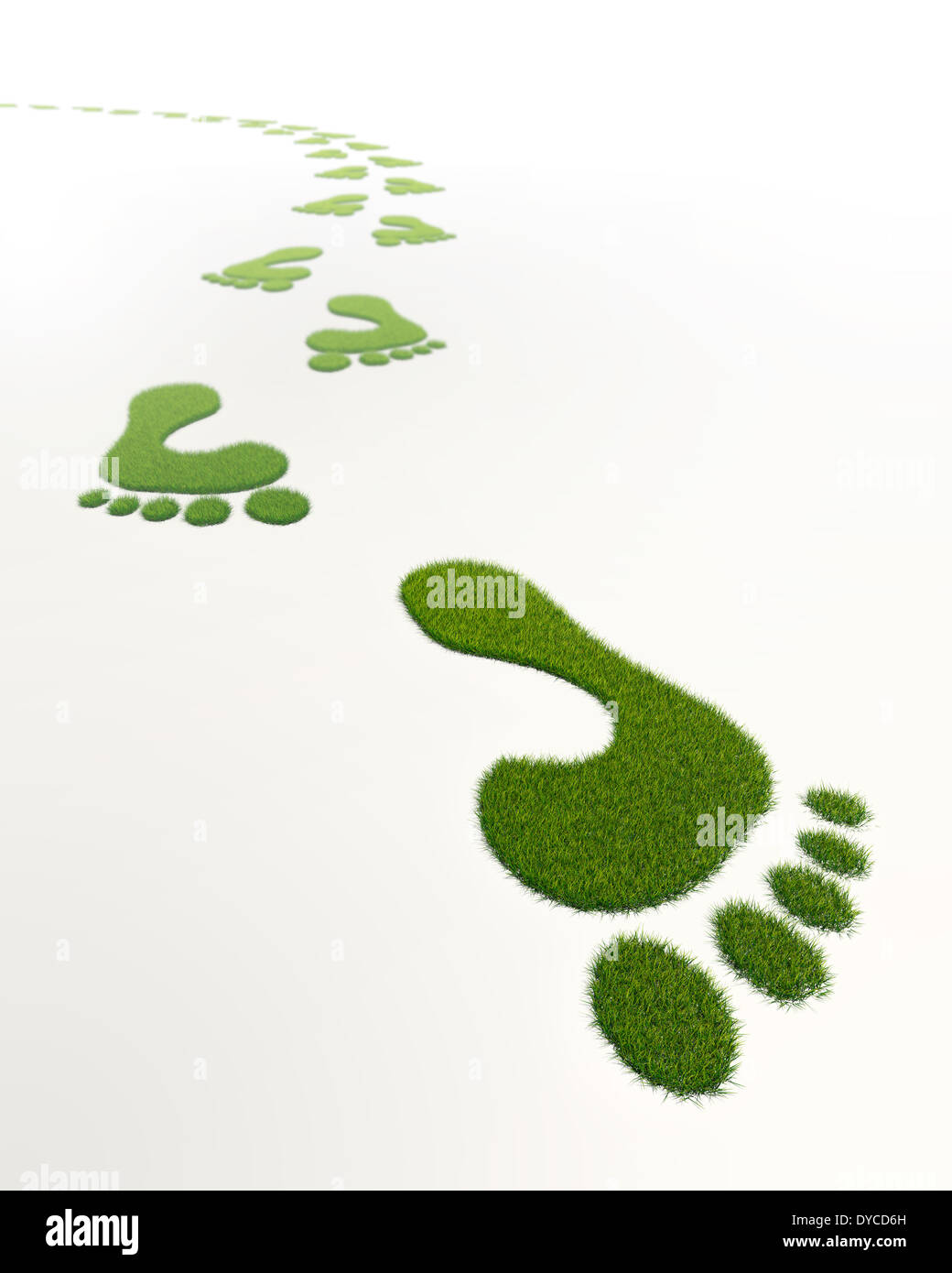 grass green footprints in white background Stock Photo - Alamy