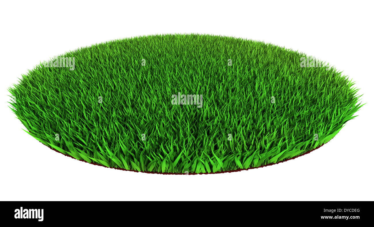 Beautiful green grass disc shape on white backround 3d render.clipping ...