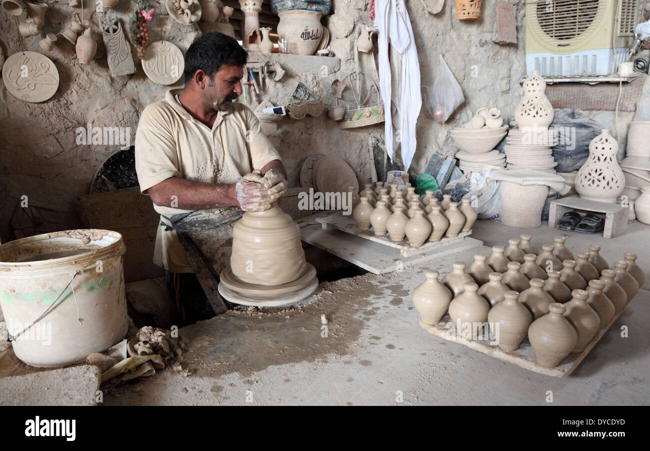 Potter in a pottery workshop. Bahrain, Middle East Stock Photo - Alamy