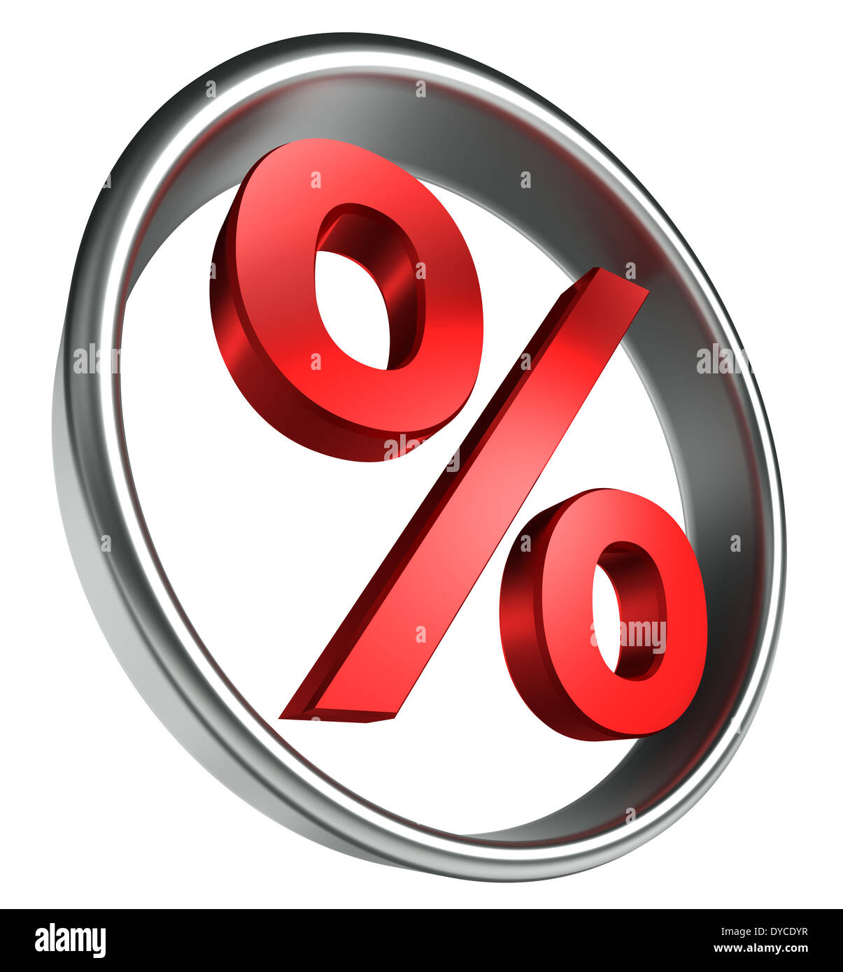 per cent red symbol in round frame isolated on white background ...