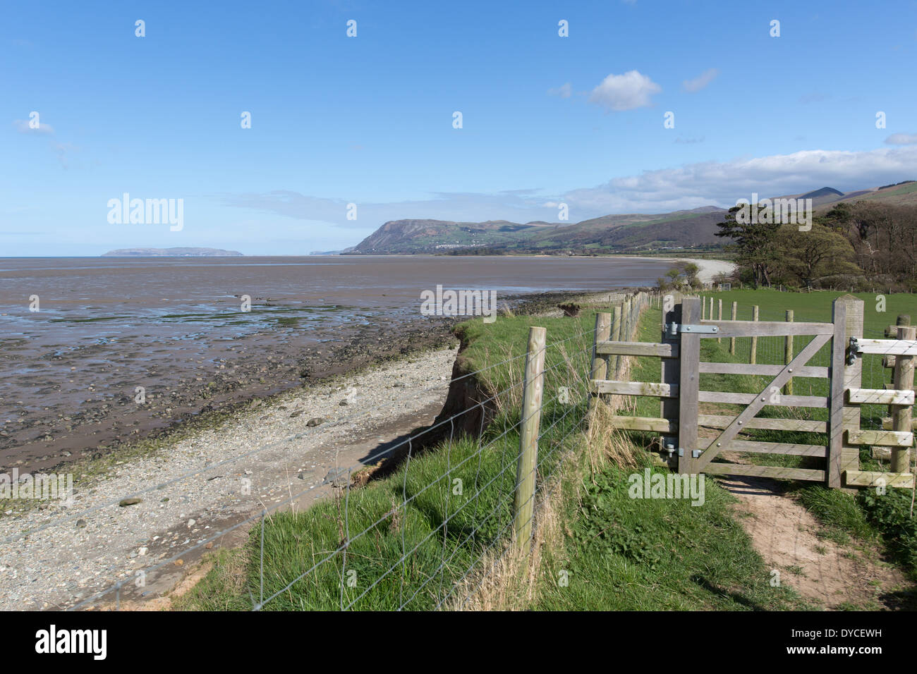 The Wales Coastal Path in North Wales. Traeth Lafan Nature Reserve on ...