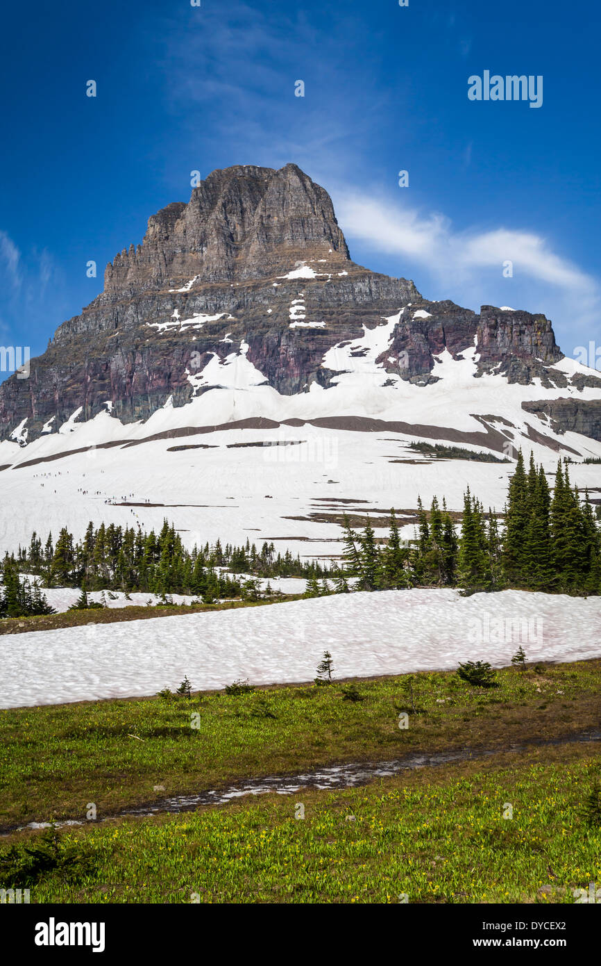 Alpine scenery with snow and Clements Mountain near Logan Pass in ...