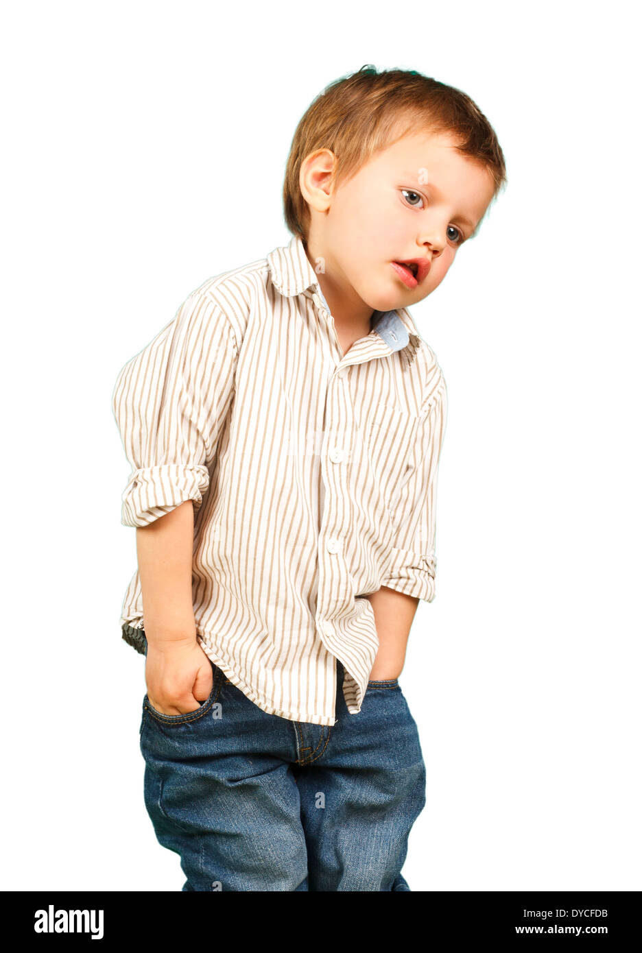 little boy digging in the pockets of his pants Stock Photo - Alamy