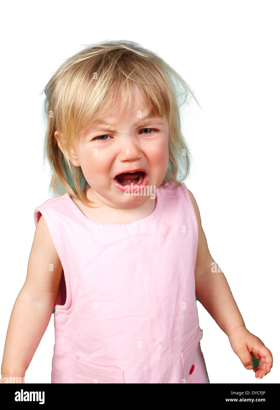 Little girl screaming over white background Stock Photo: 68502526 - Alamy