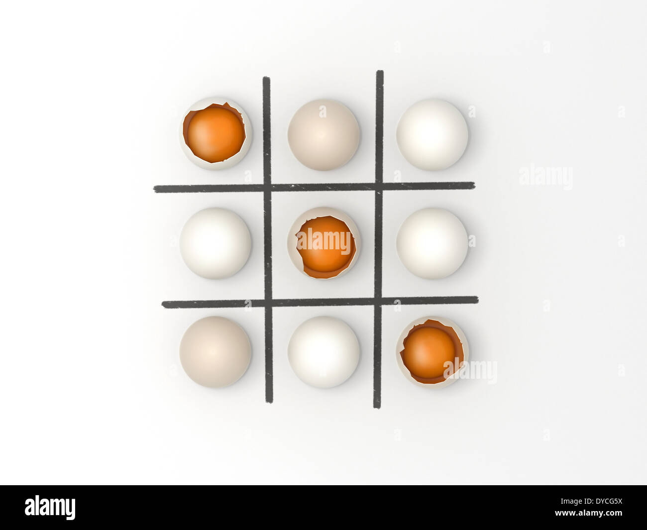 Easter 3d render illustration of Naughts and Crosses, nine eggs from ...
