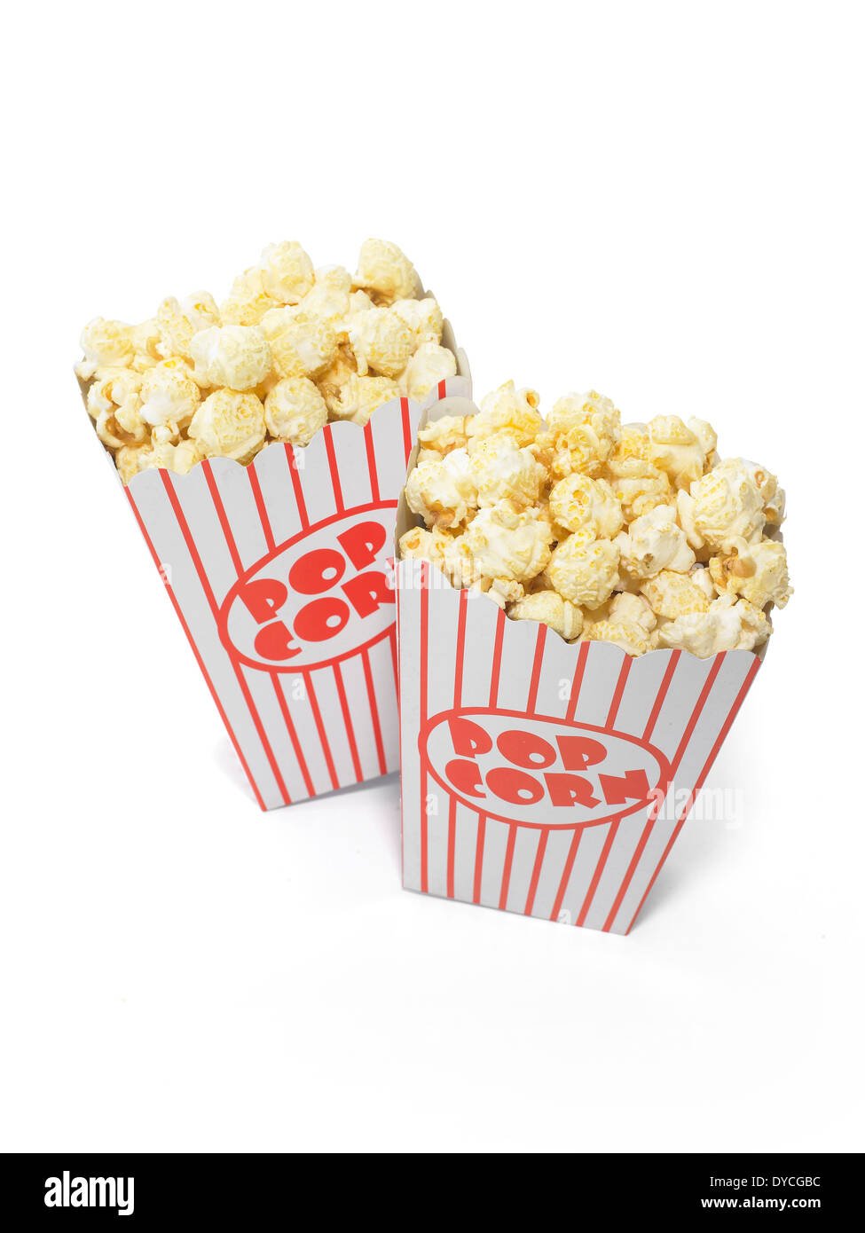 Popcorn in a Bucket on a white background Stock Photo - Alamy