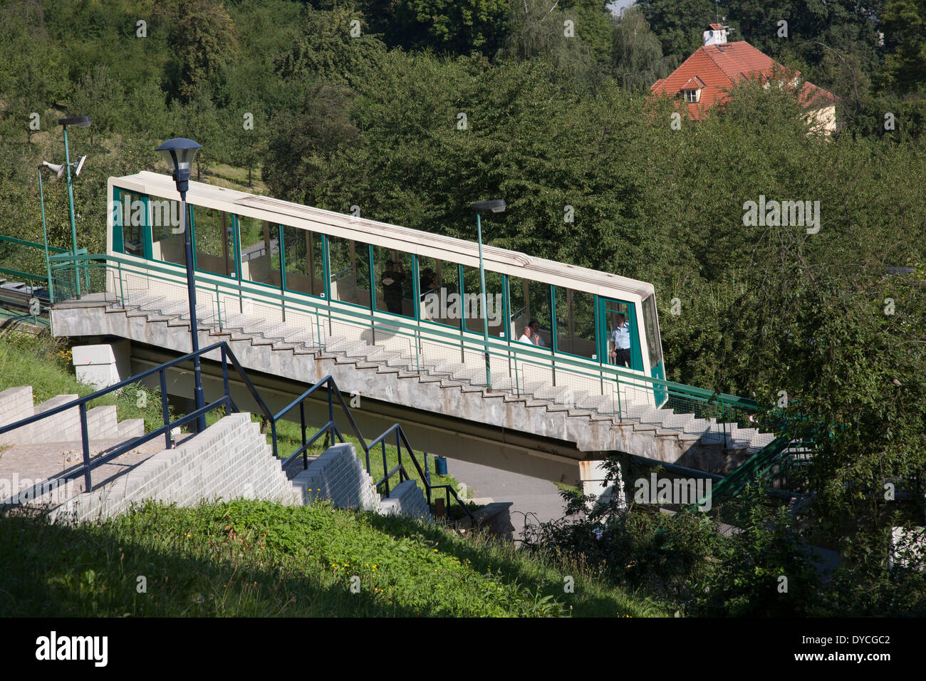 Funicular Train; Petrin Hill Park; Prague; Czech Republic Stock Photo ...