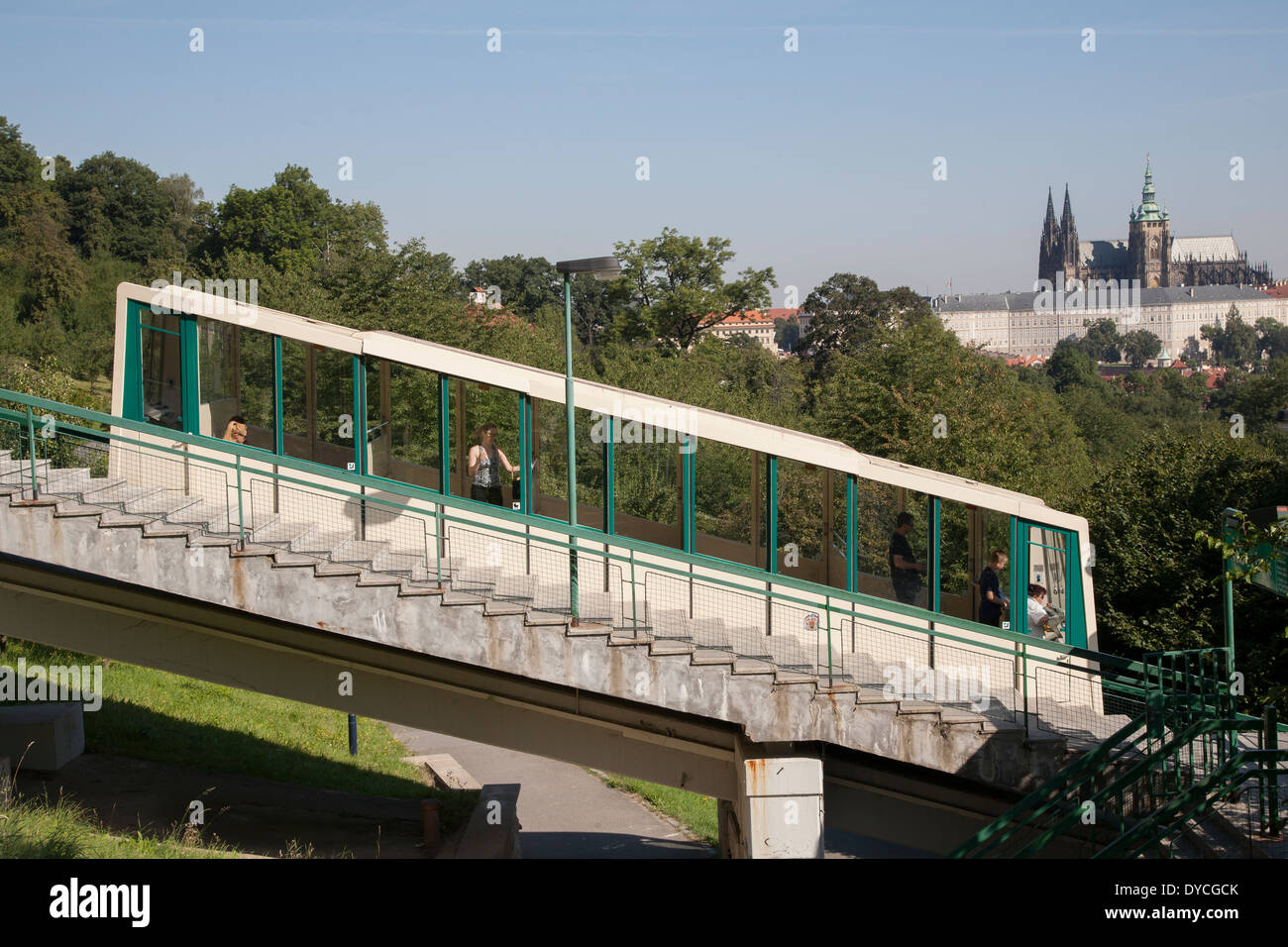 Funicular Train; Petrin Hill Park; Prague; Czech Republic Stock Photo ...