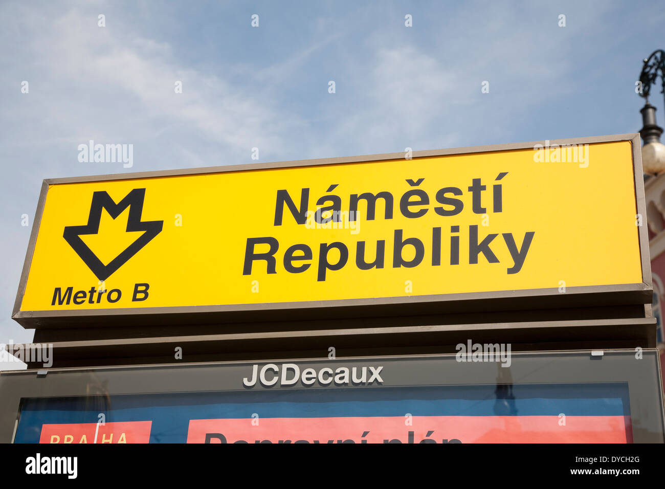 Yellow Namesti Republiky Subway Station Sign; Prague; Czech Republic ...