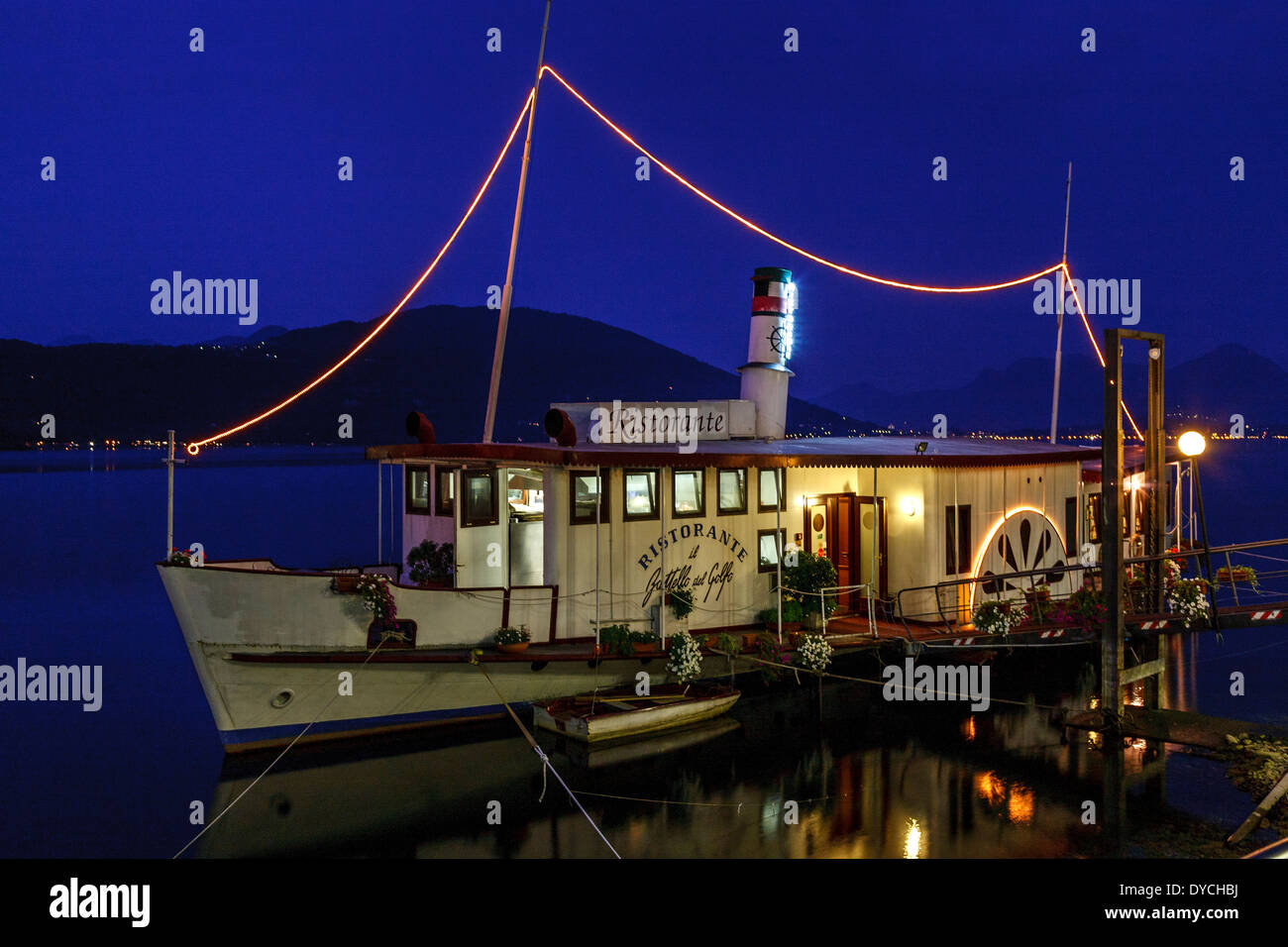 Floating Restaurant, Lake Maggiore, Lombardy, Italy Stock Photo - Alamy