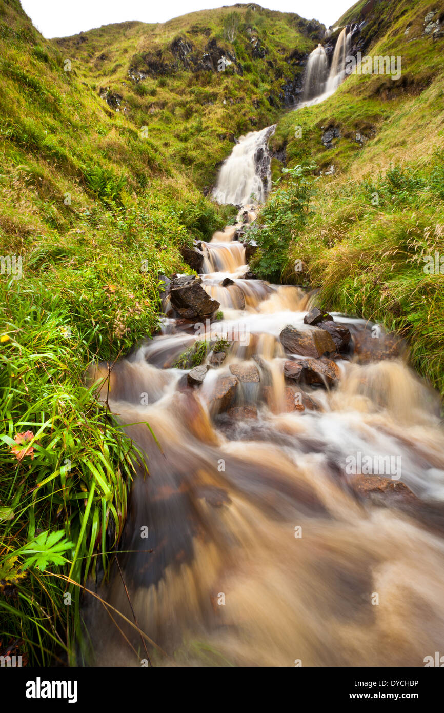 Waterfalls and river stream on the island Runde in Herøy kommune, Møre ...