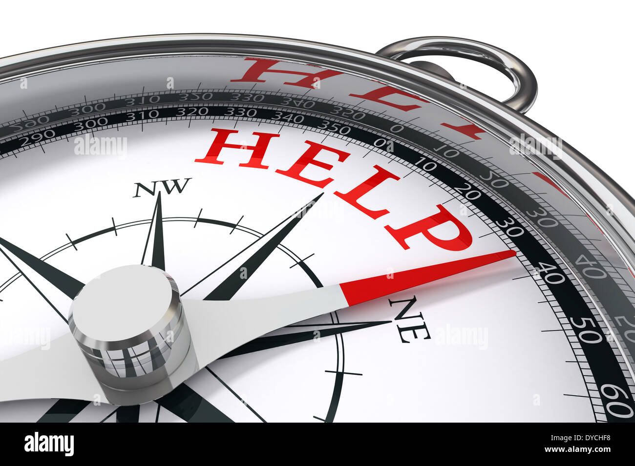 help indicated by concept compass on white background Stock Photo - Alamy