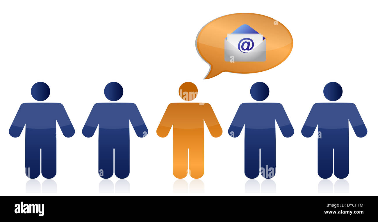 people and envelope illustration over white background Stock Photo - Alamy