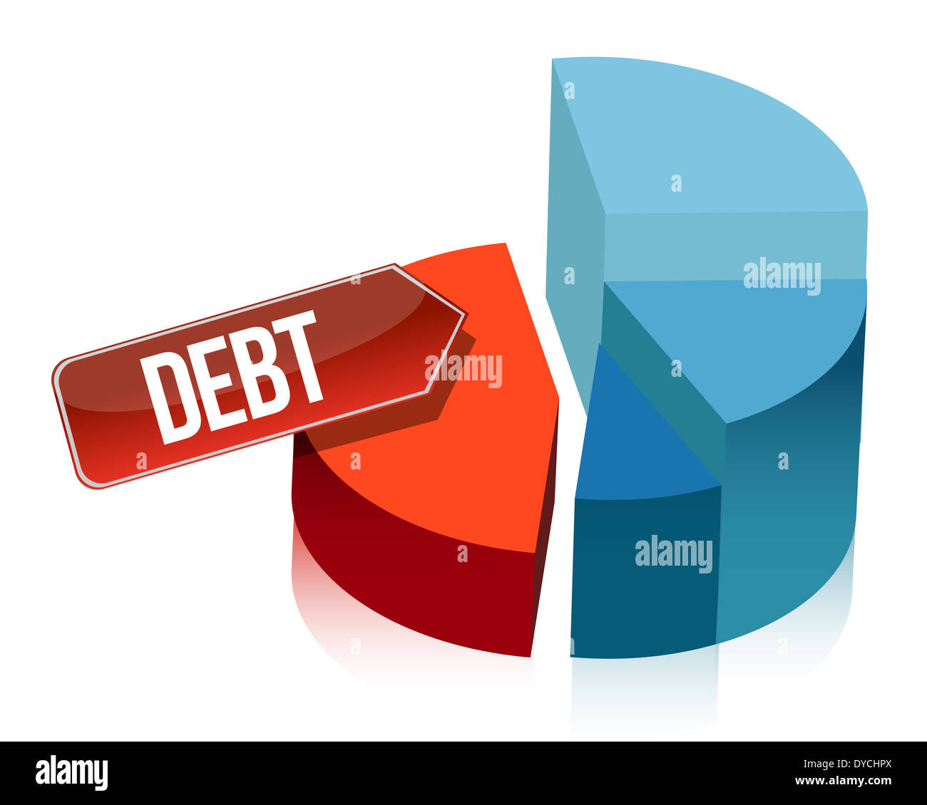 Debt pie chart illustration design over white Stock Photo - Alamy