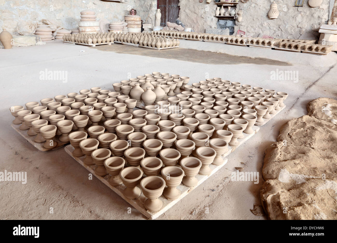 Hand made amphoras in a traditional pottery. Bahrain, Middle East Stock ...