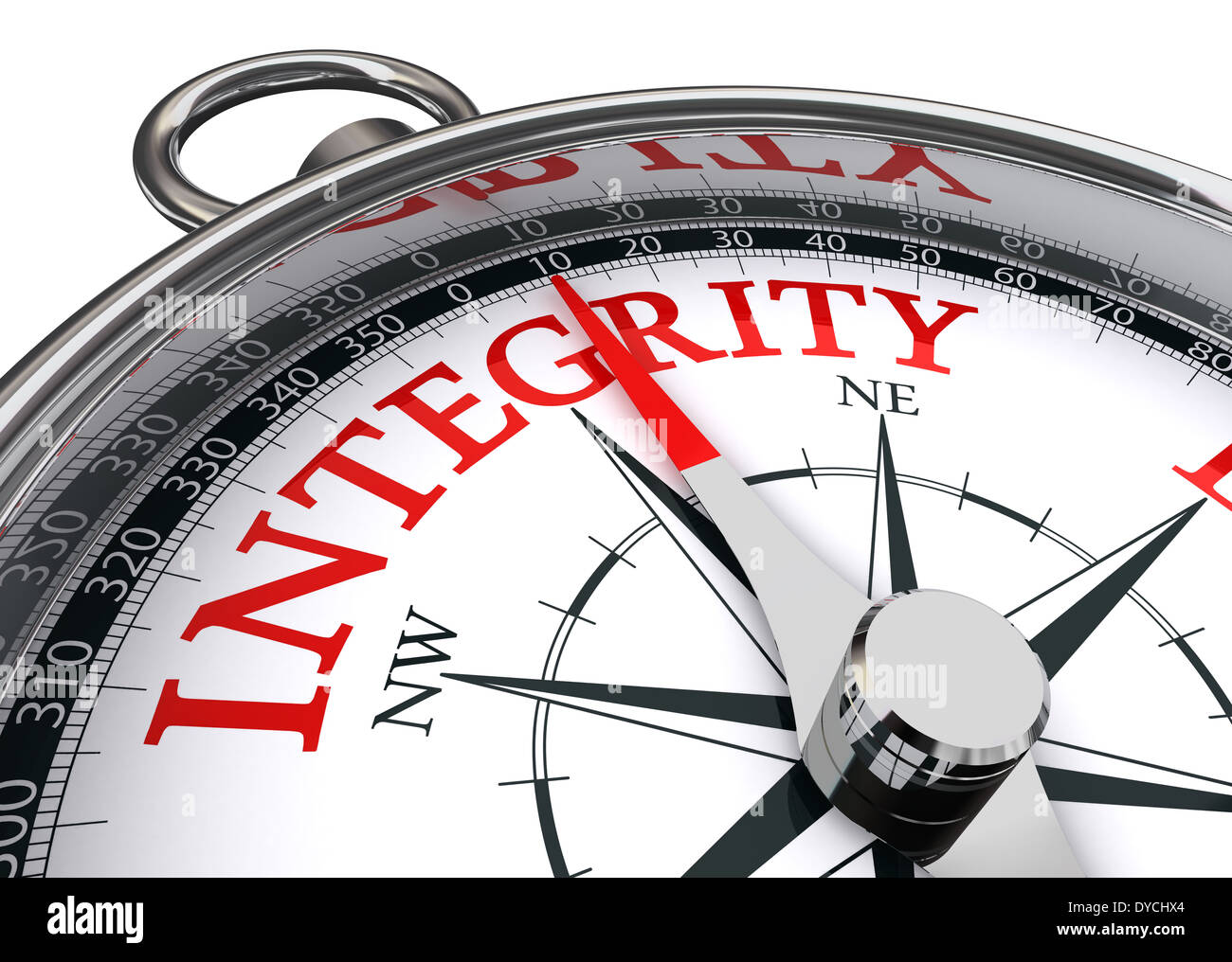 integrity red word indicated by compass conceptual image on white ...