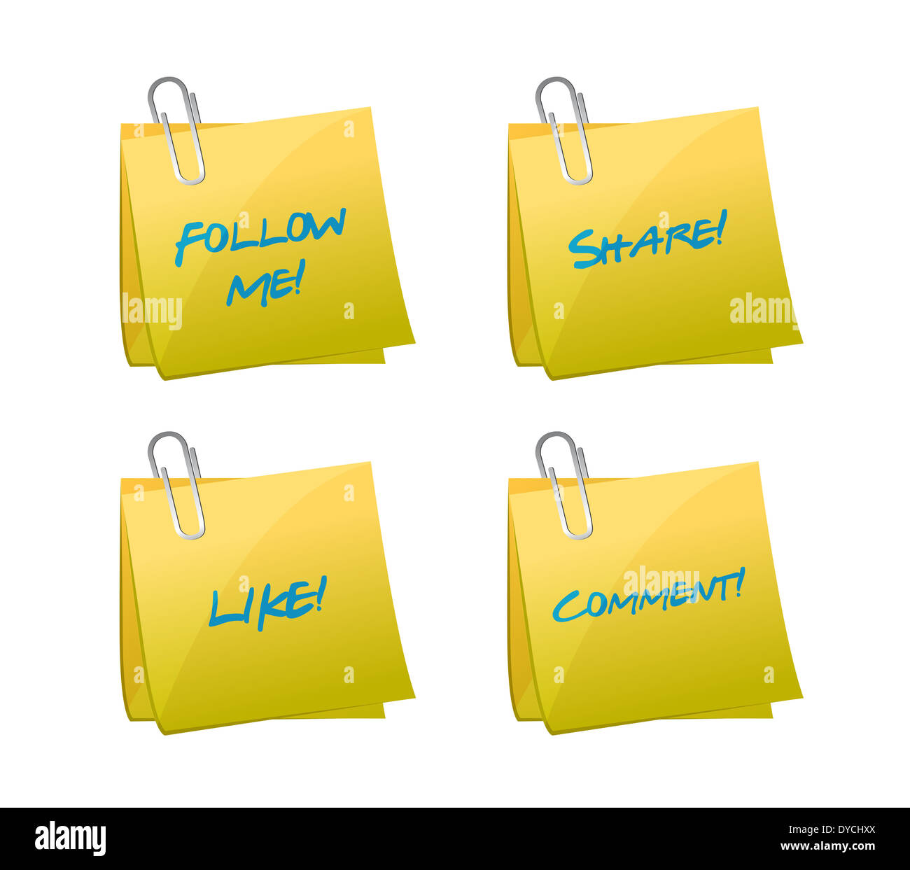 social media set of posts. like, follow, share and comment ...