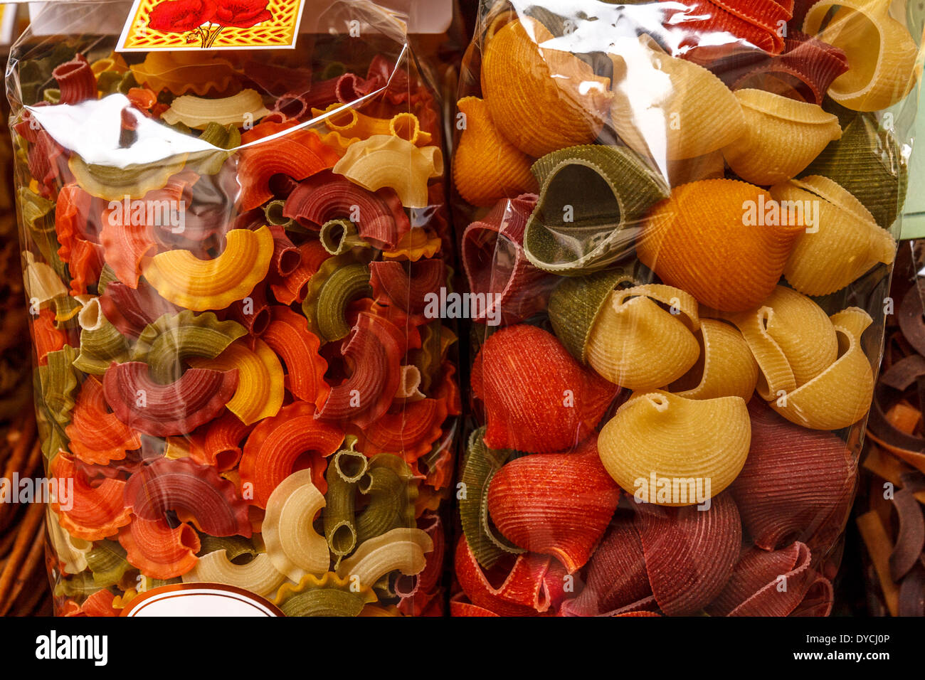 Colourful Pasta For Sale, Stresa, Lake Maggiore, Italy Stock Photo - Alamy
