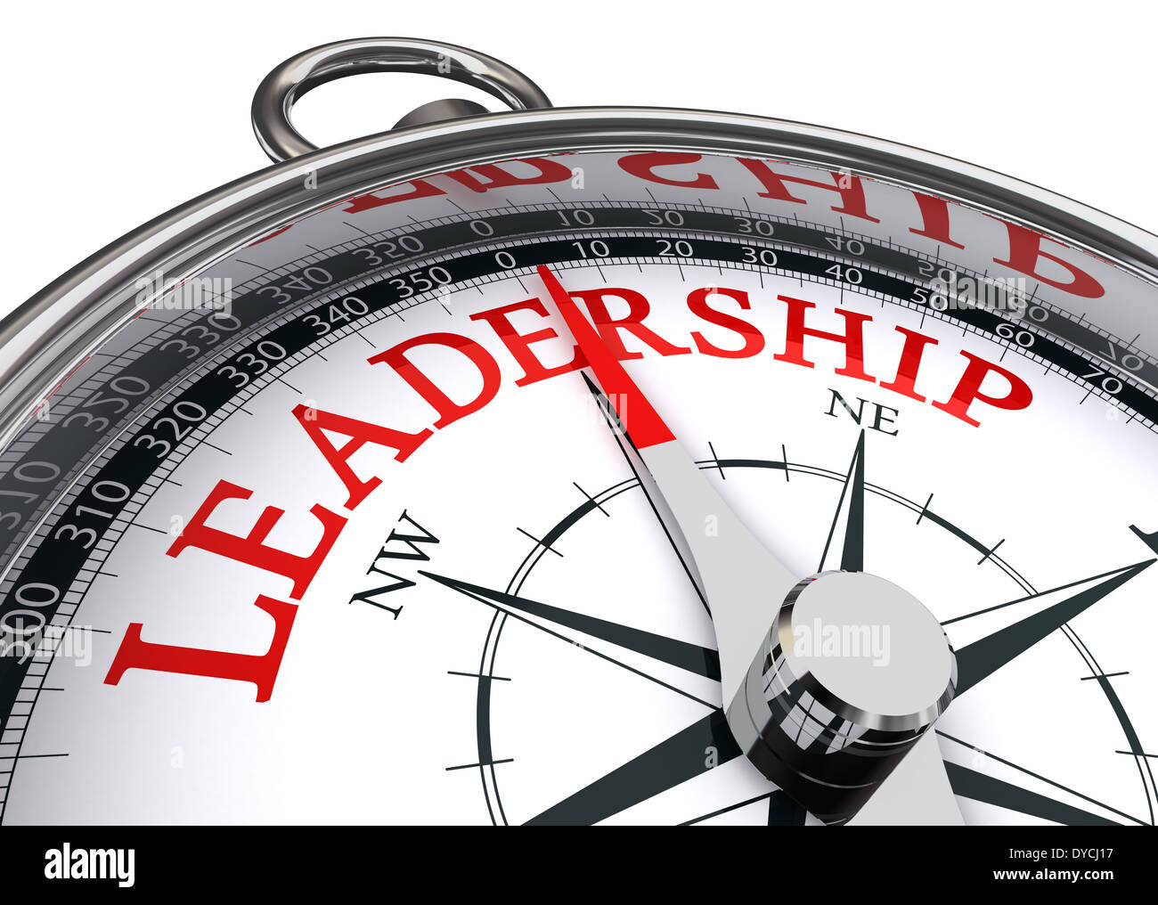 leadership red word indicated by compass conceptual image on white ...