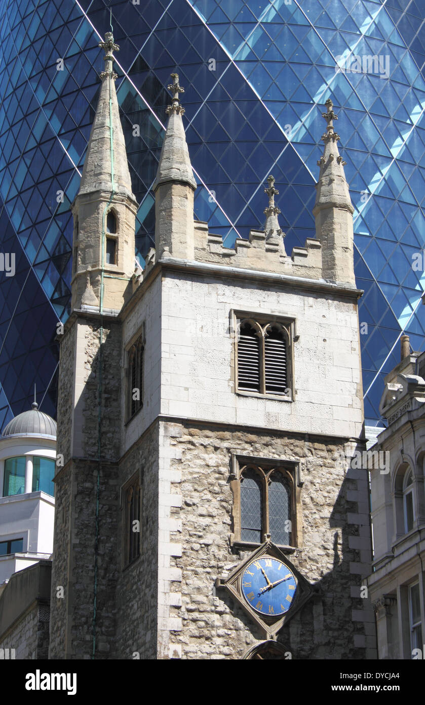 The ancient and the modern (St. Andrew Undershaft church with the ...