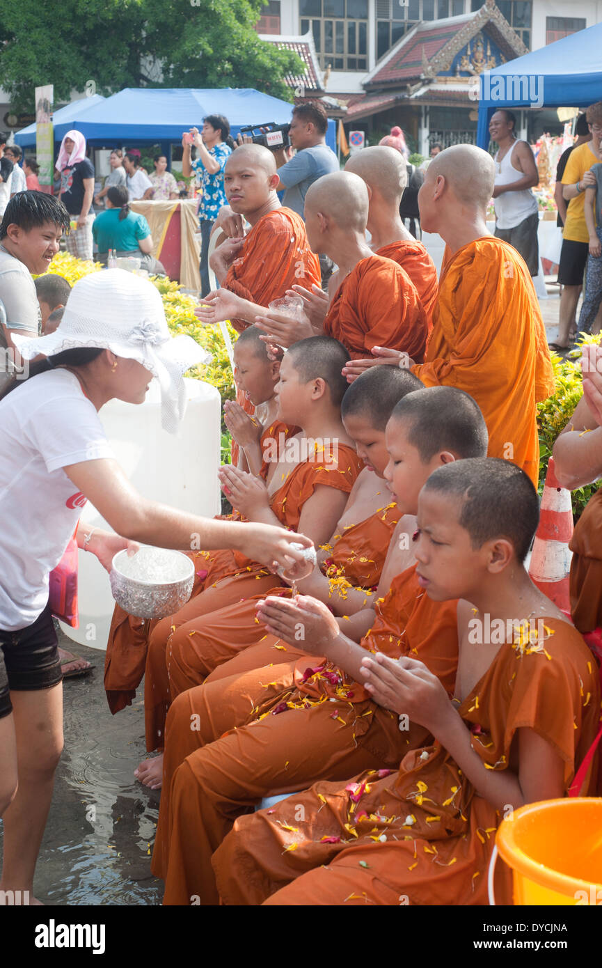 Bangkok, Thailand - Monks celebrating Songkran festival, Thai new year ...