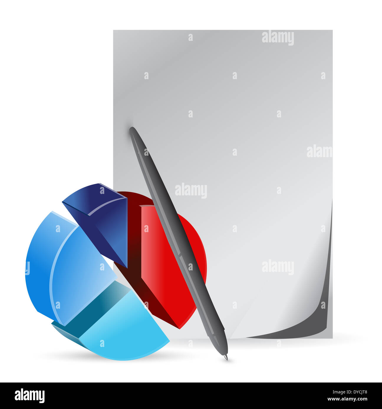 business plan. pie chart paper and pen. illustration design Stock Photo ...