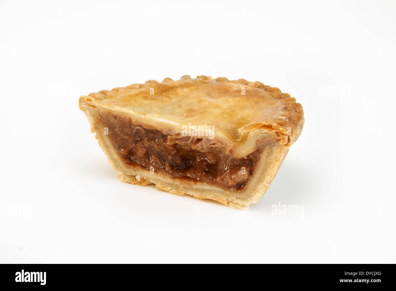 Savoury meat pie with a beef filling studio isolated Stock Photo - Alamy