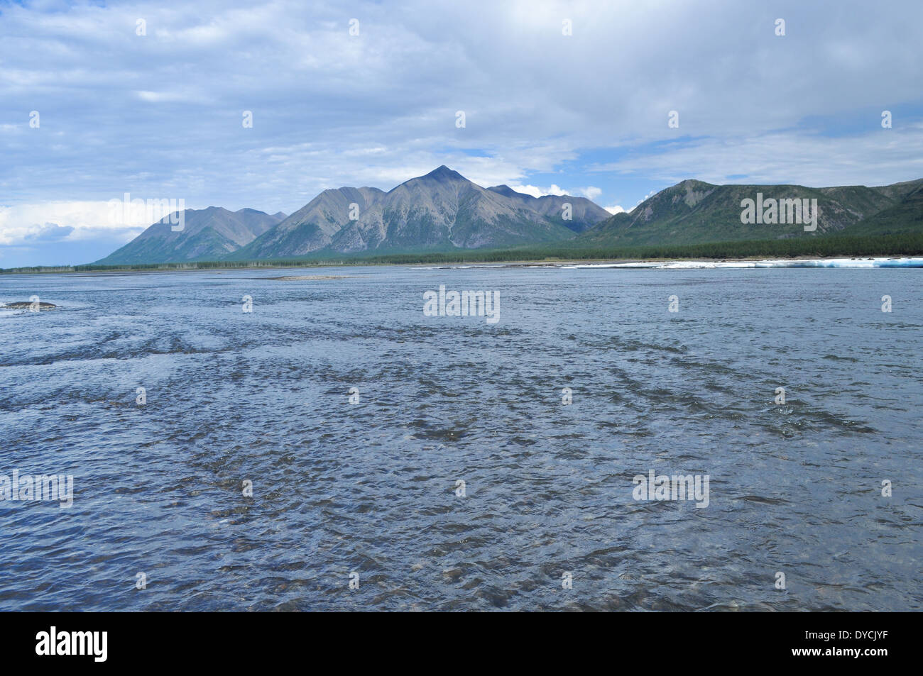 Mountain river Suntar. Landscape of the far corners of the earth in ...