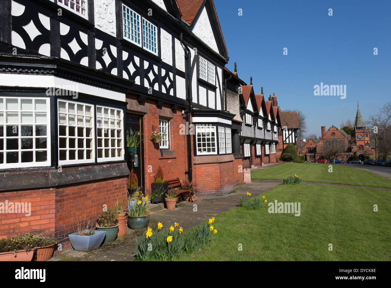 Village of Port Sunlight, England. Picturesque spring view of Port ...