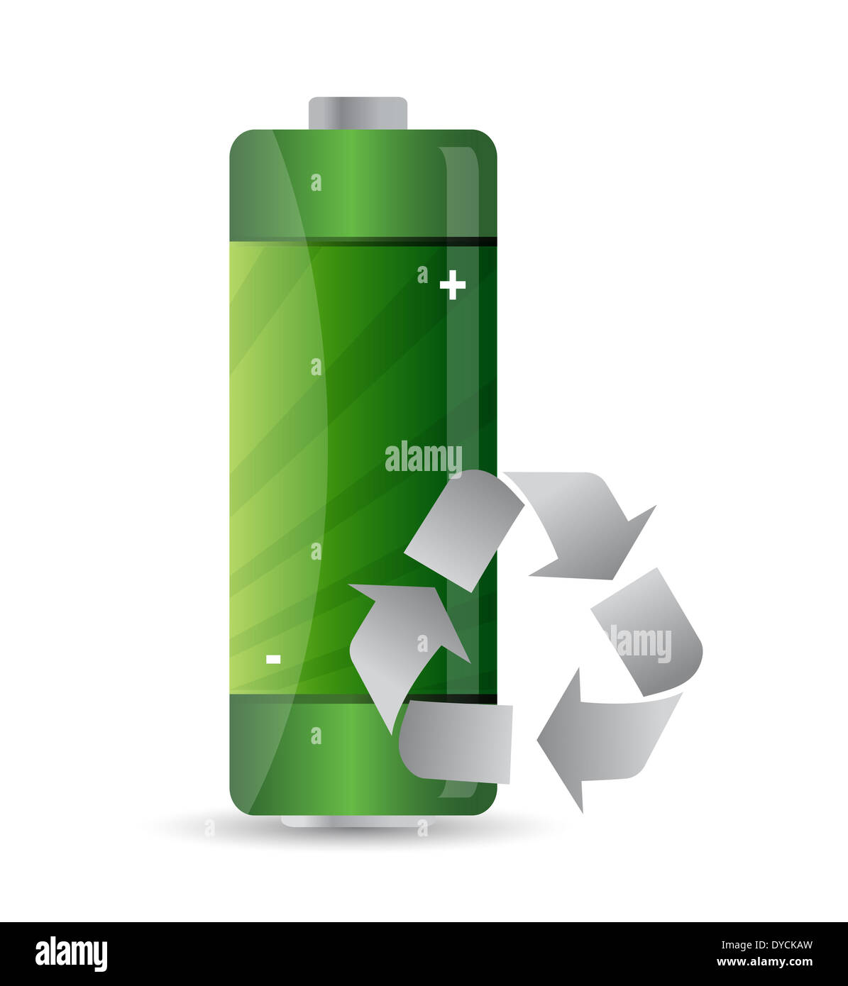 battery with recycle sign illustration design over white Stock Photo ...