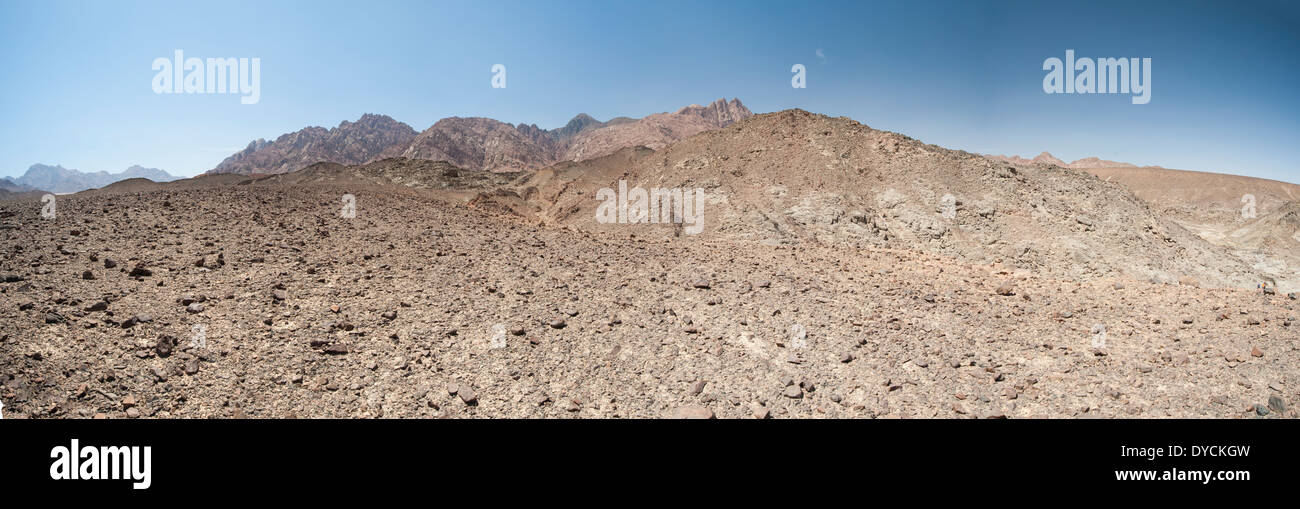 Panorama of rocky mountain slope landscape in an arid desert ...