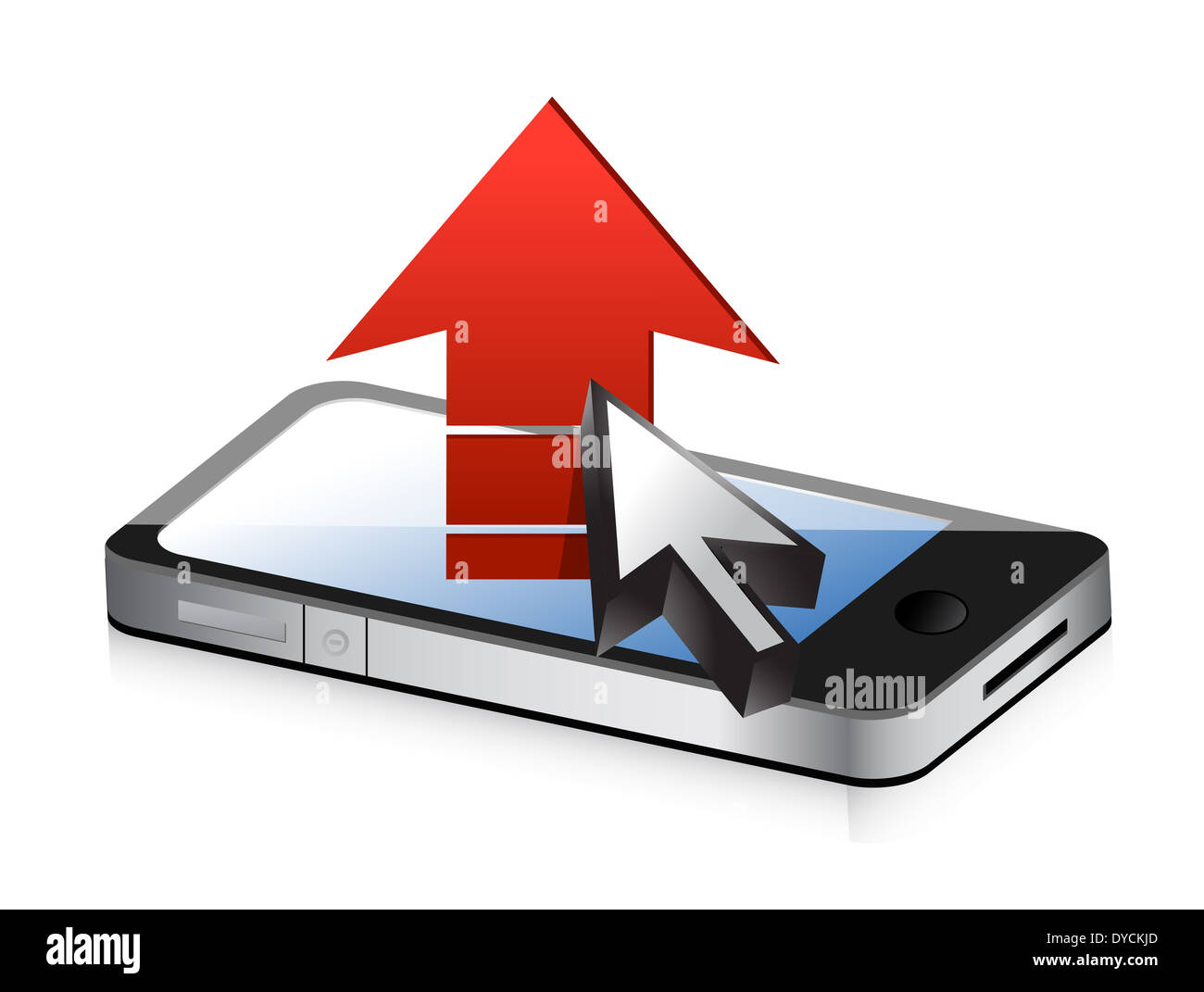 Smartphone with red arrow. upload concept illustration design Stock ...