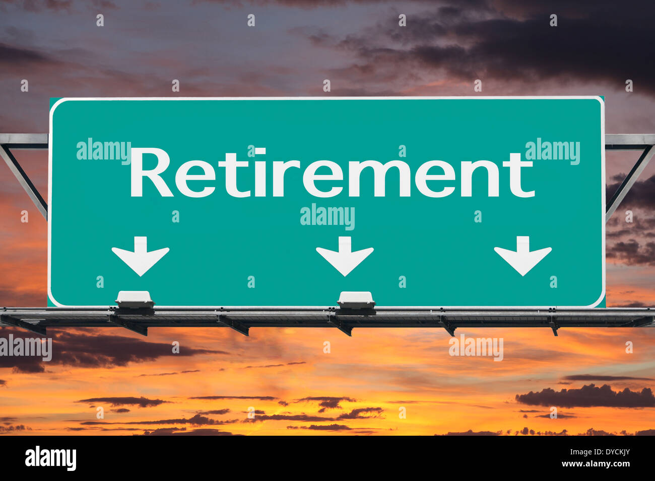 Freeway to Retirement Road Sign Stock Photo - Alamy