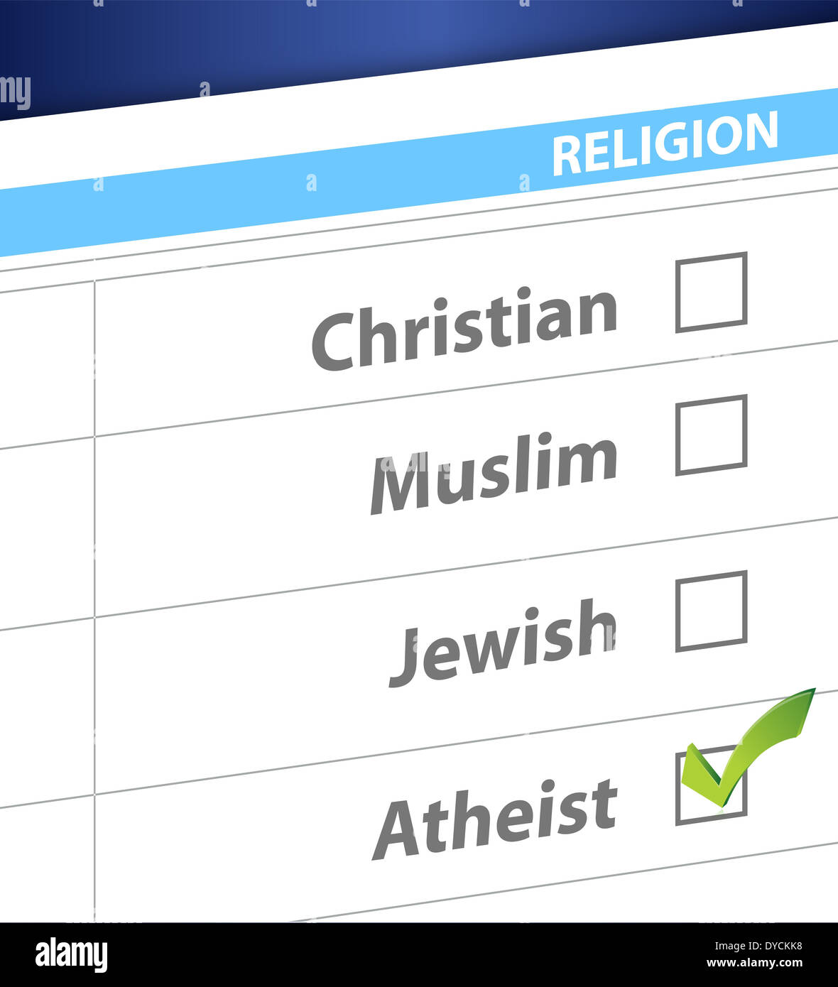 pick your religion blue survey illustration design Stock Photo - Alamy