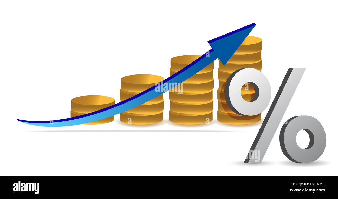 coins graph with percentage symbol illustration design Stock Photo - Alamy