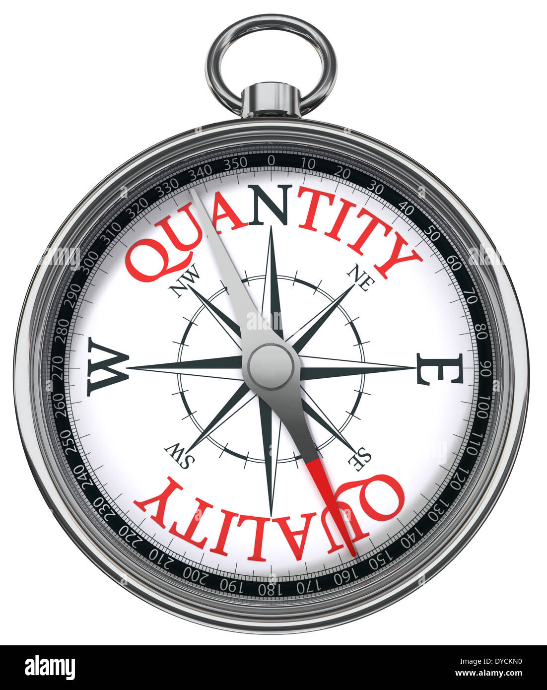 quality versus quantity conceptual image with compass two different ...