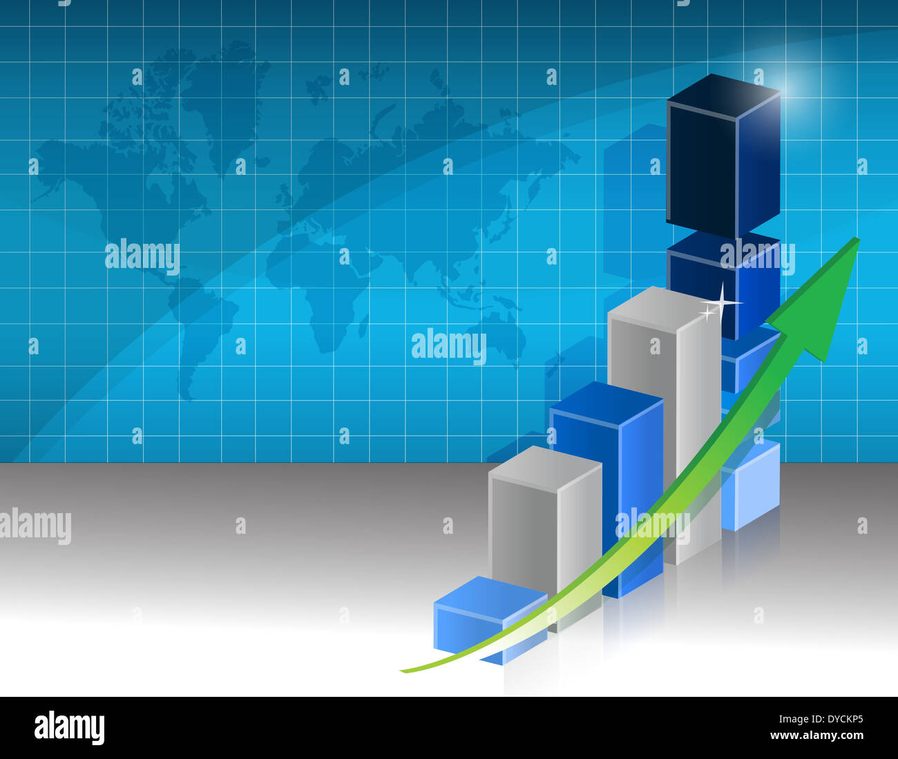 successful business graph illustration design and world map Stock Photo ...