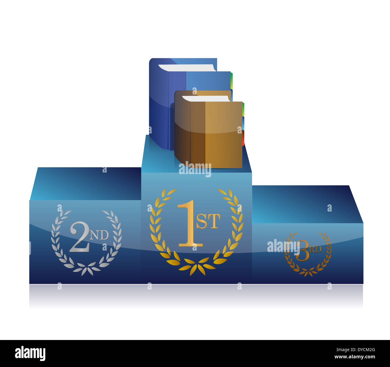 Books and podium illustration design Stock Photo - Alamy