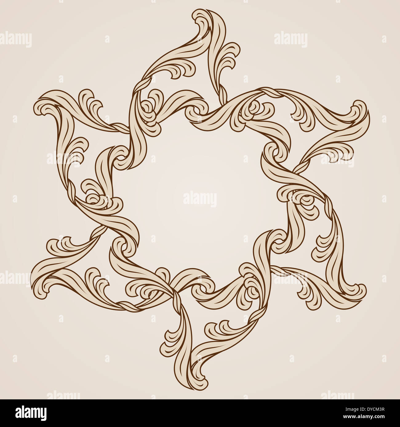 Illustration of floral decorative element in light and dark brown ...