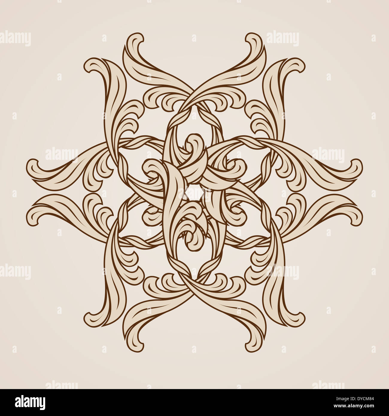 Ornate flower pattern. Illustration in light and dark brown colors ...