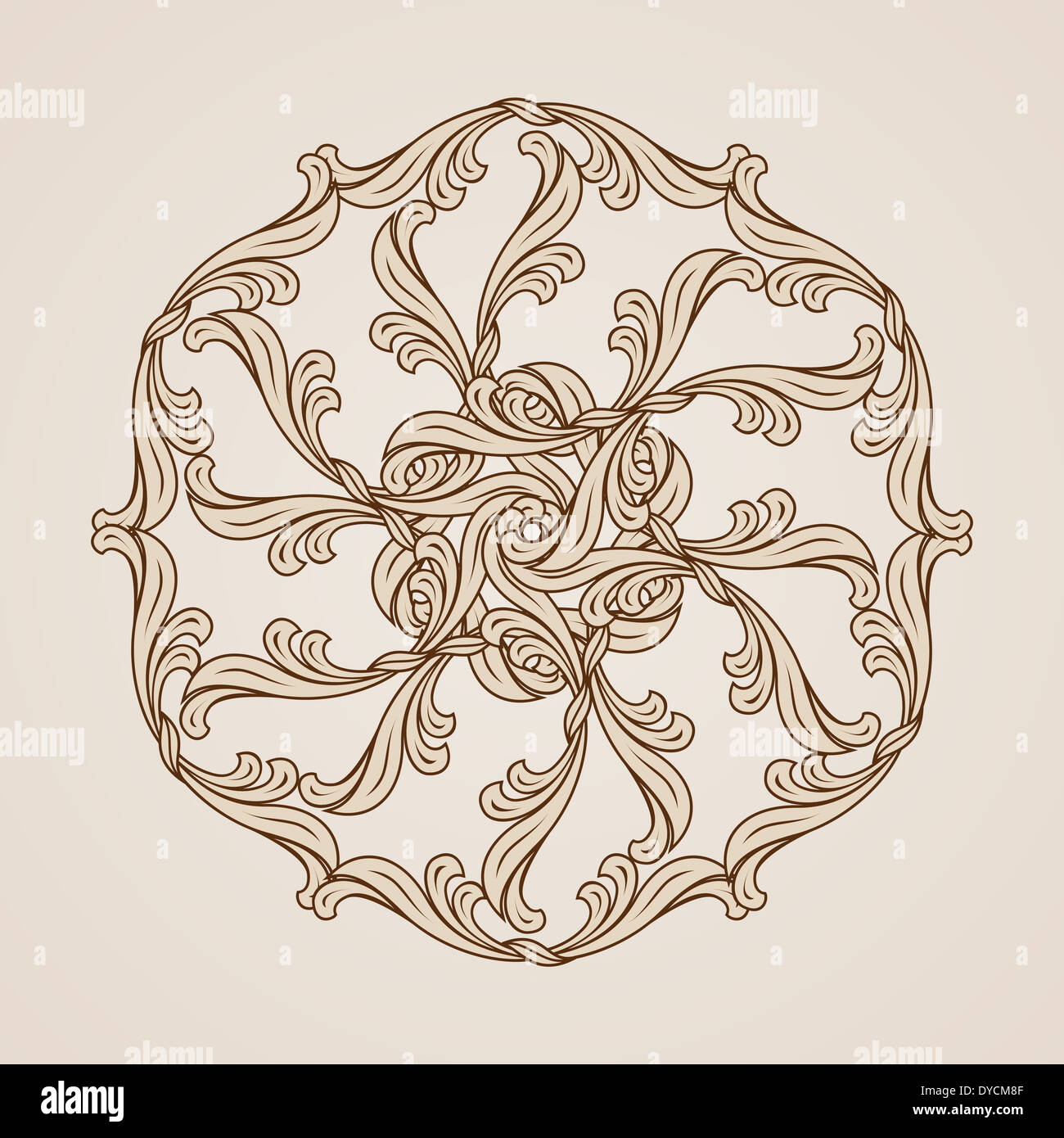 Illustration of floral design element in light and dark brown colors ...