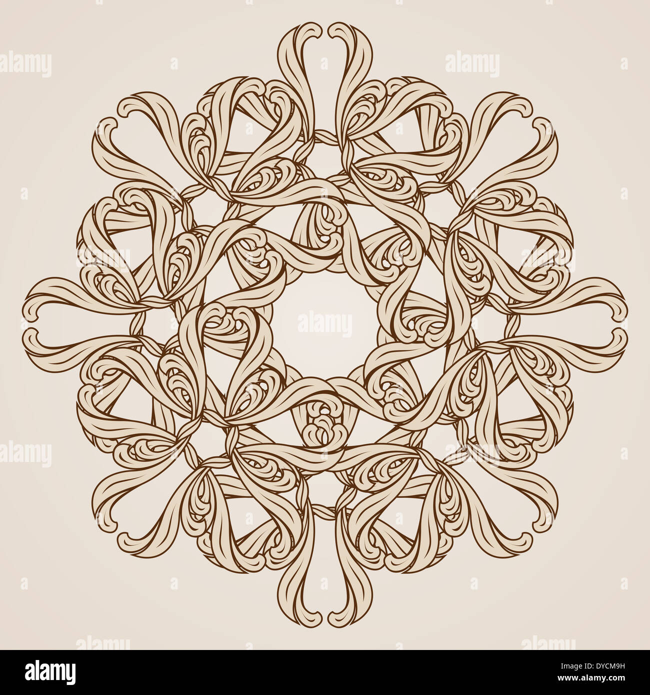 Ornate floral pattern. Illustration in light and dark brown colors ...