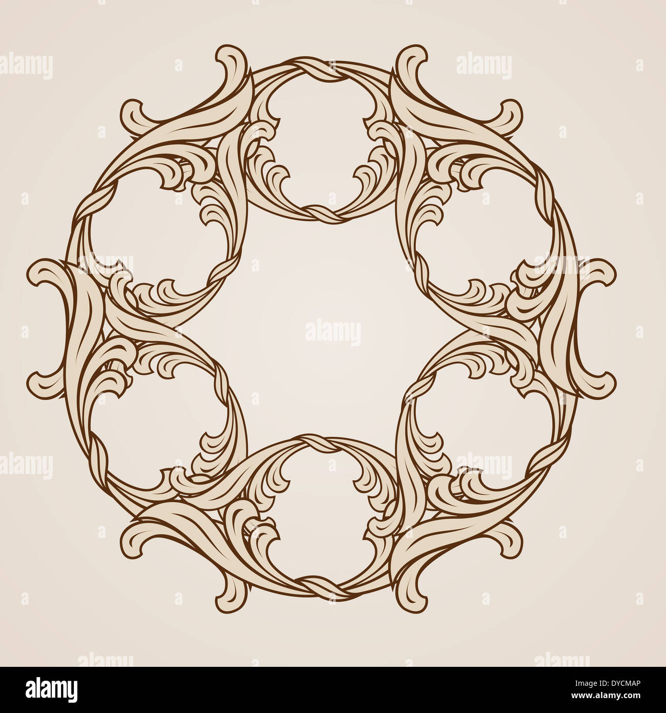 Floral design element. Illustration in light and dark brown colors ...