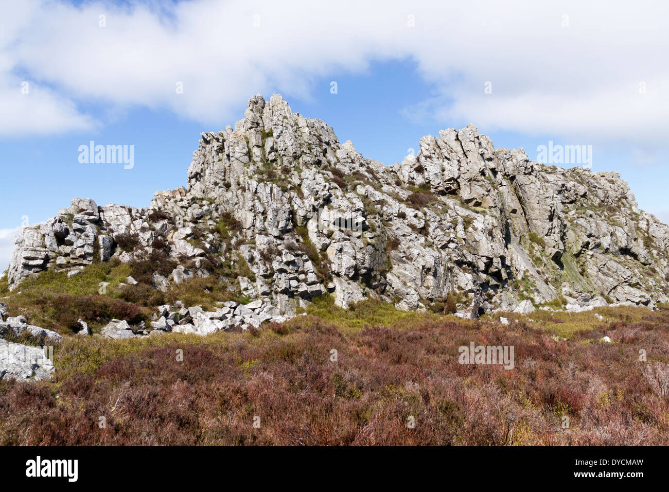The Stiperstones in Shropshire, which forms a rocky spine along a ridge ...