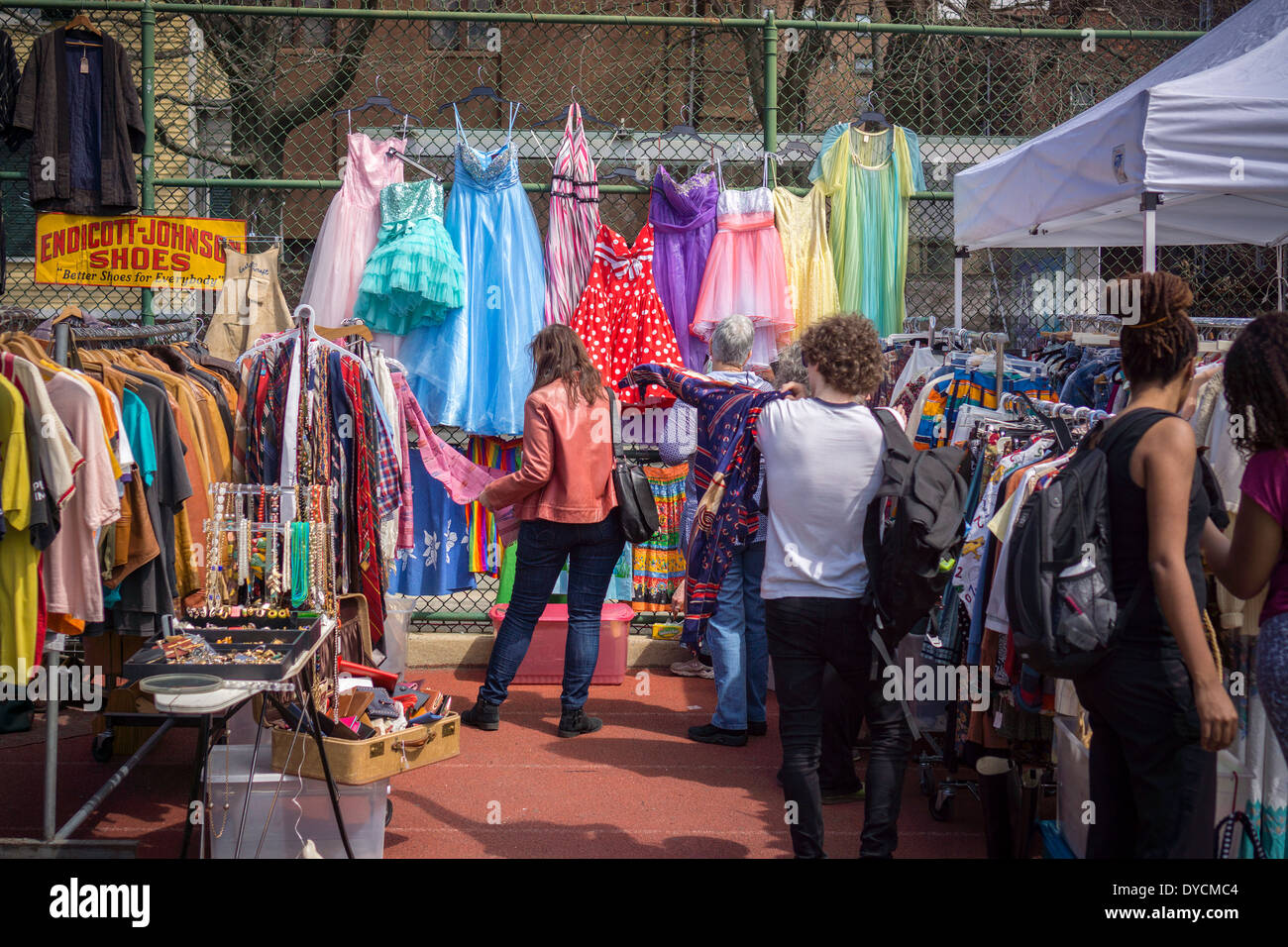 Shoppers at the original Brooklyn Flea in the neighborhood of Clinton ...