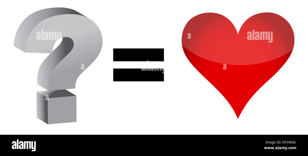 question mark and heart illustration design over white Stock Photo - Alamy