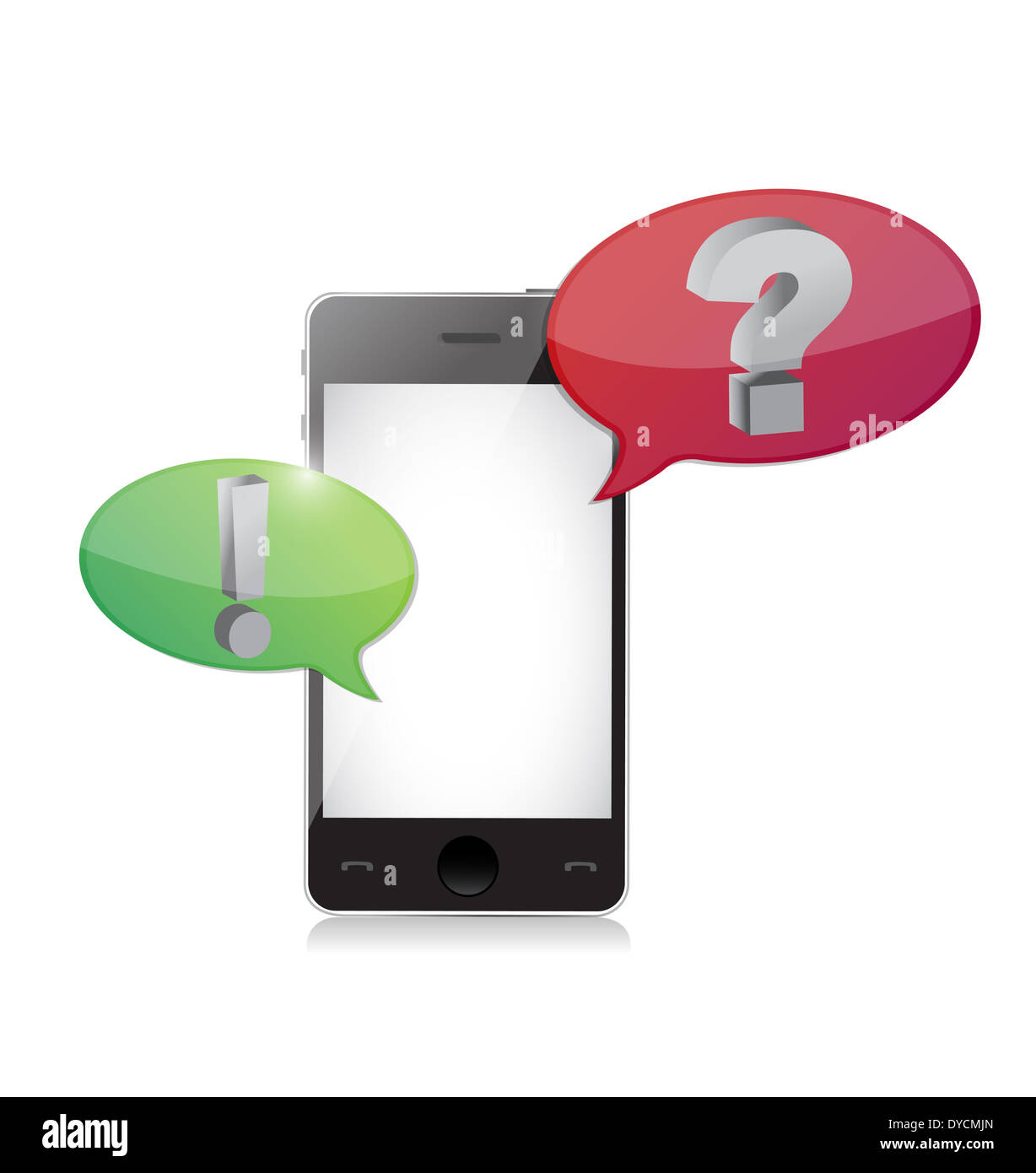 Smart-phone with question and answer speech bubbles illustration Stock ...