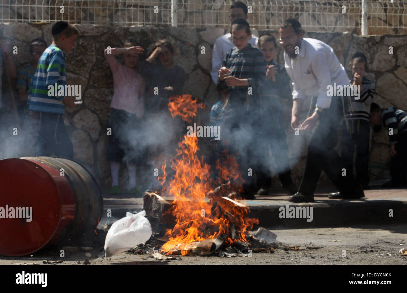 Ultra orthodox jews burn food containing hi-res stock photography and ...