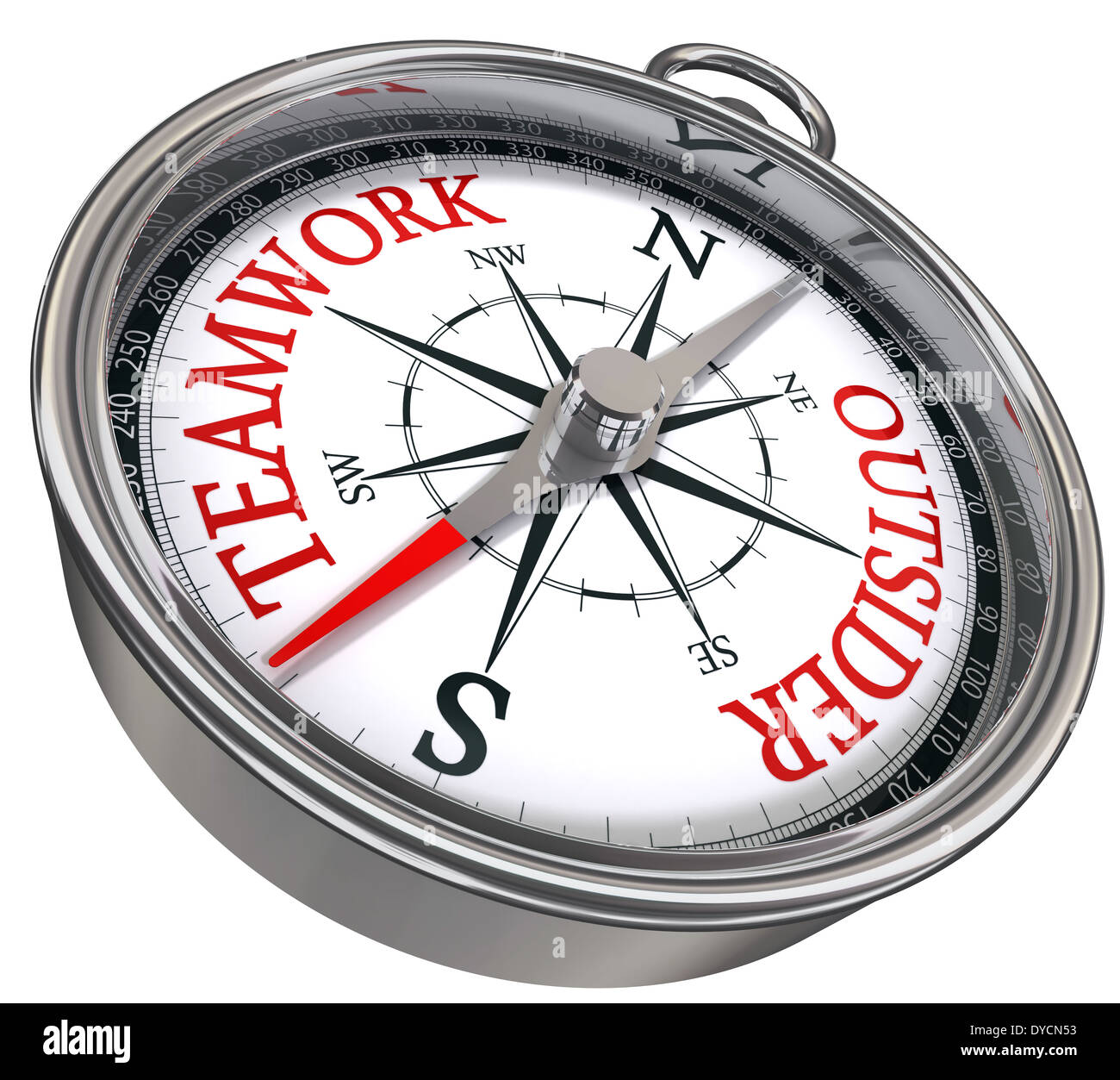 teamwork versus outsider red words on compass conceptual business image ...